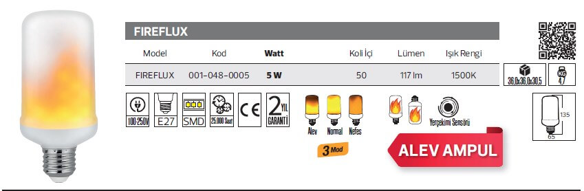Fireflux Alev Ampül 5 Watt